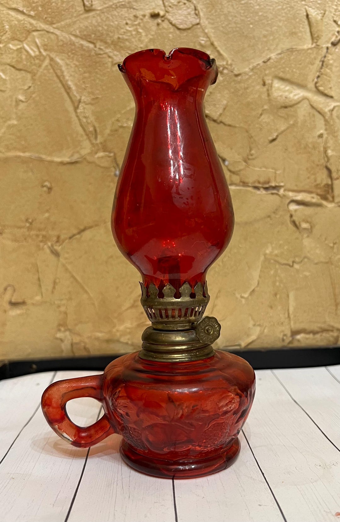 Vintage Red Oil Lamp Small - Etsy