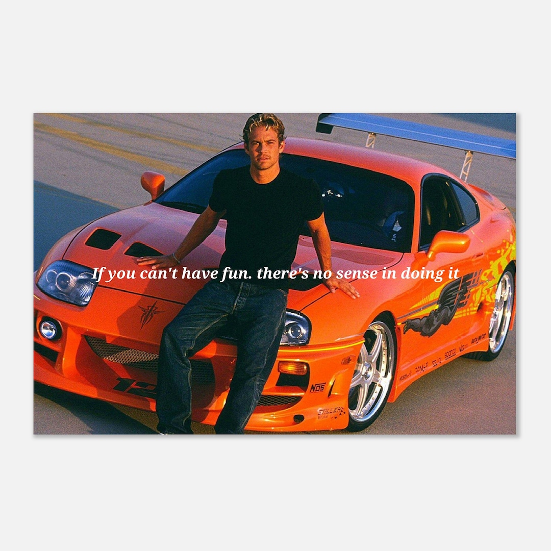 Paul Walker Toyota Supra Poster, Fast and Furious Wall Art, JDM Car ...