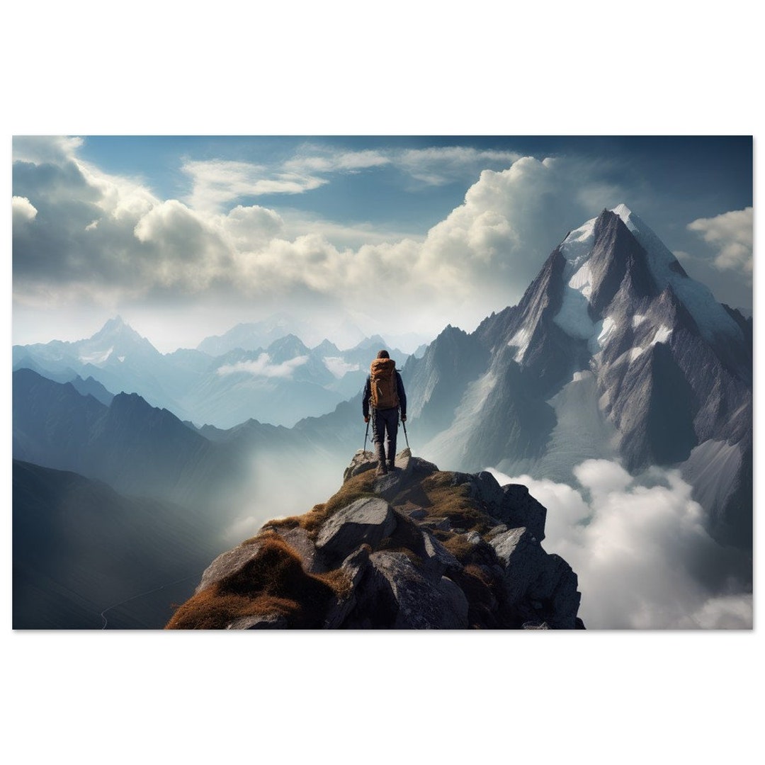Motivational Poster, Mountain Climbing Wall Art, Success Quote Print ...