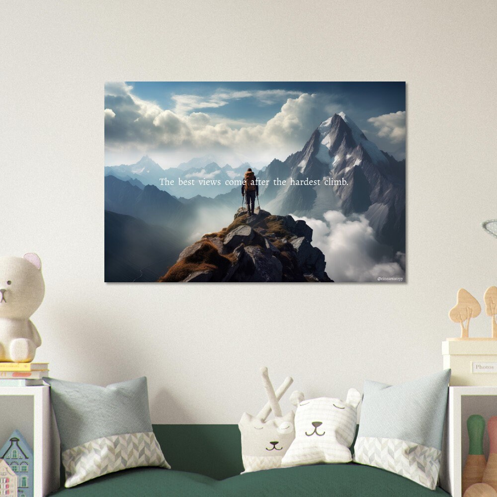 Motivational Poster, Overcoming Obstacles Wall Art, Mountain Climbing ...