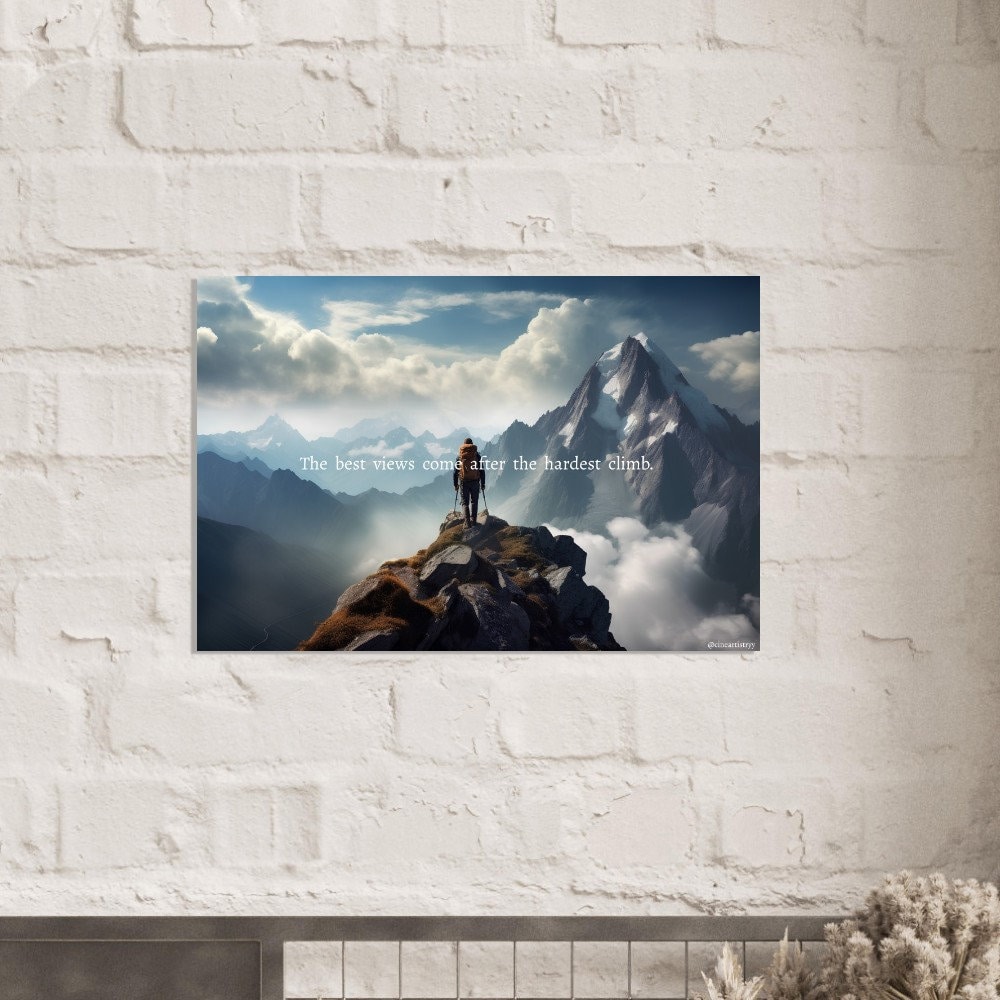 Motivational Poster, Overcoming Obstacles Wall Art, Mountain Climbing ...