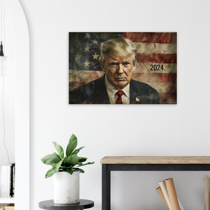 Donald Trump 2024 Poster, Patriotic Wall Art With American Flag, Trump ...