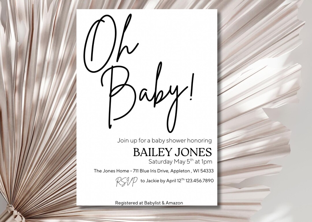 Simple Baby Shower Invitation, Editable Template (digital Invite) - Etsy