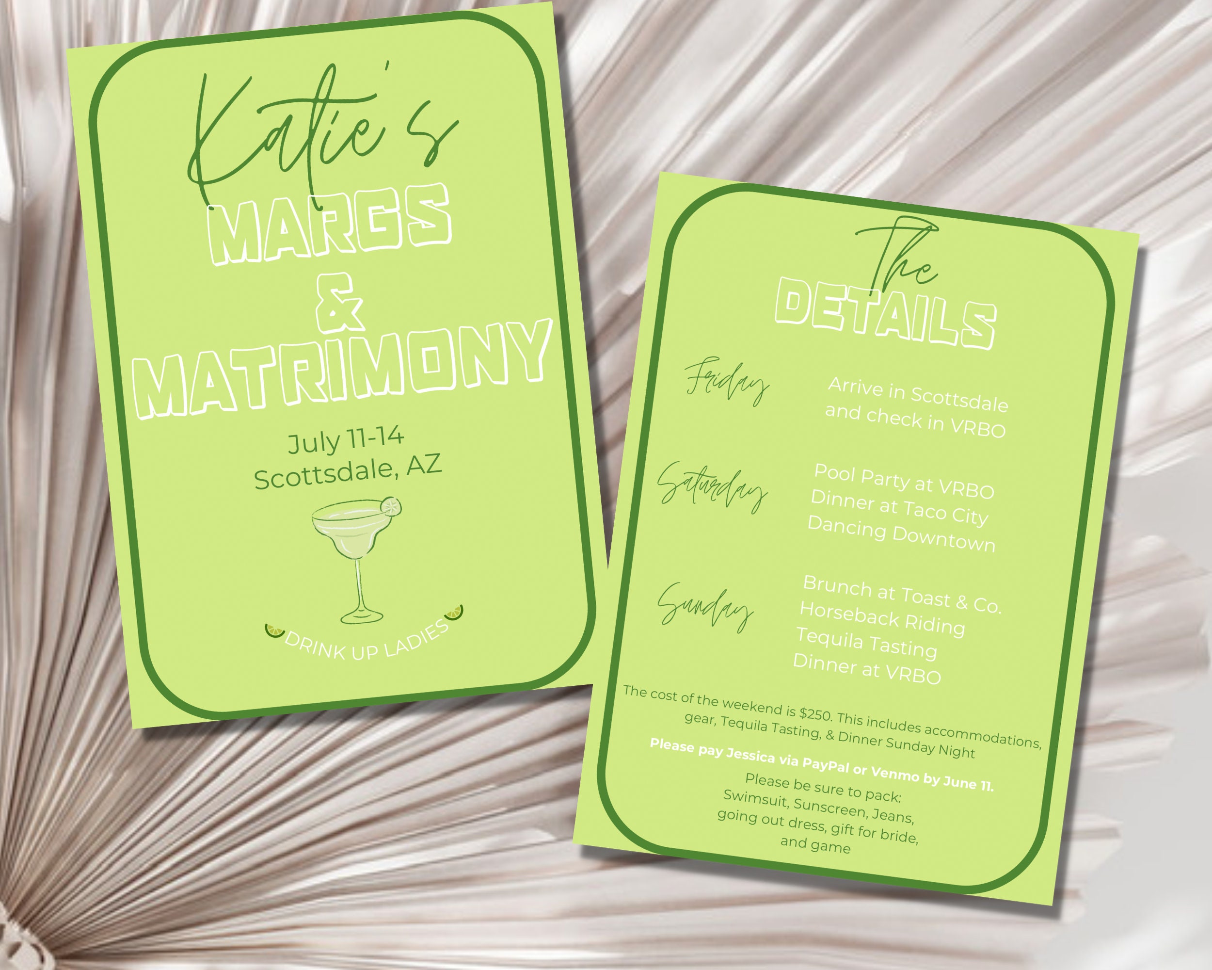 Margs & Matrimony Invitation and Itinerary Template, Bachelorette ...