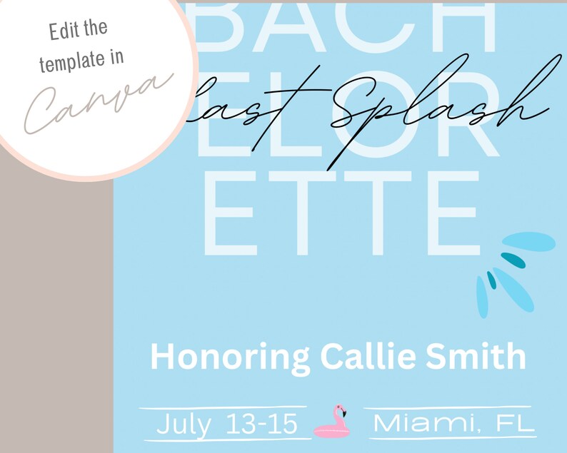 Last Splash Invitation and Itinerary Template, Miami Bachelorette ...