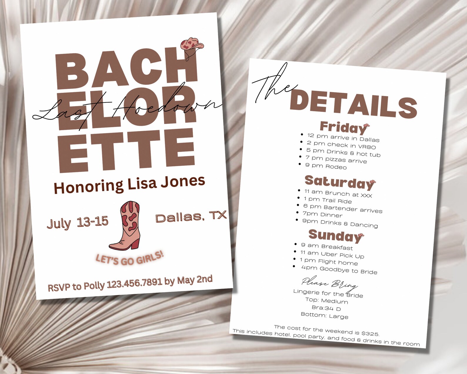 Last Hoedowninvitation and Itinerary Template, Bachelorette Party ...