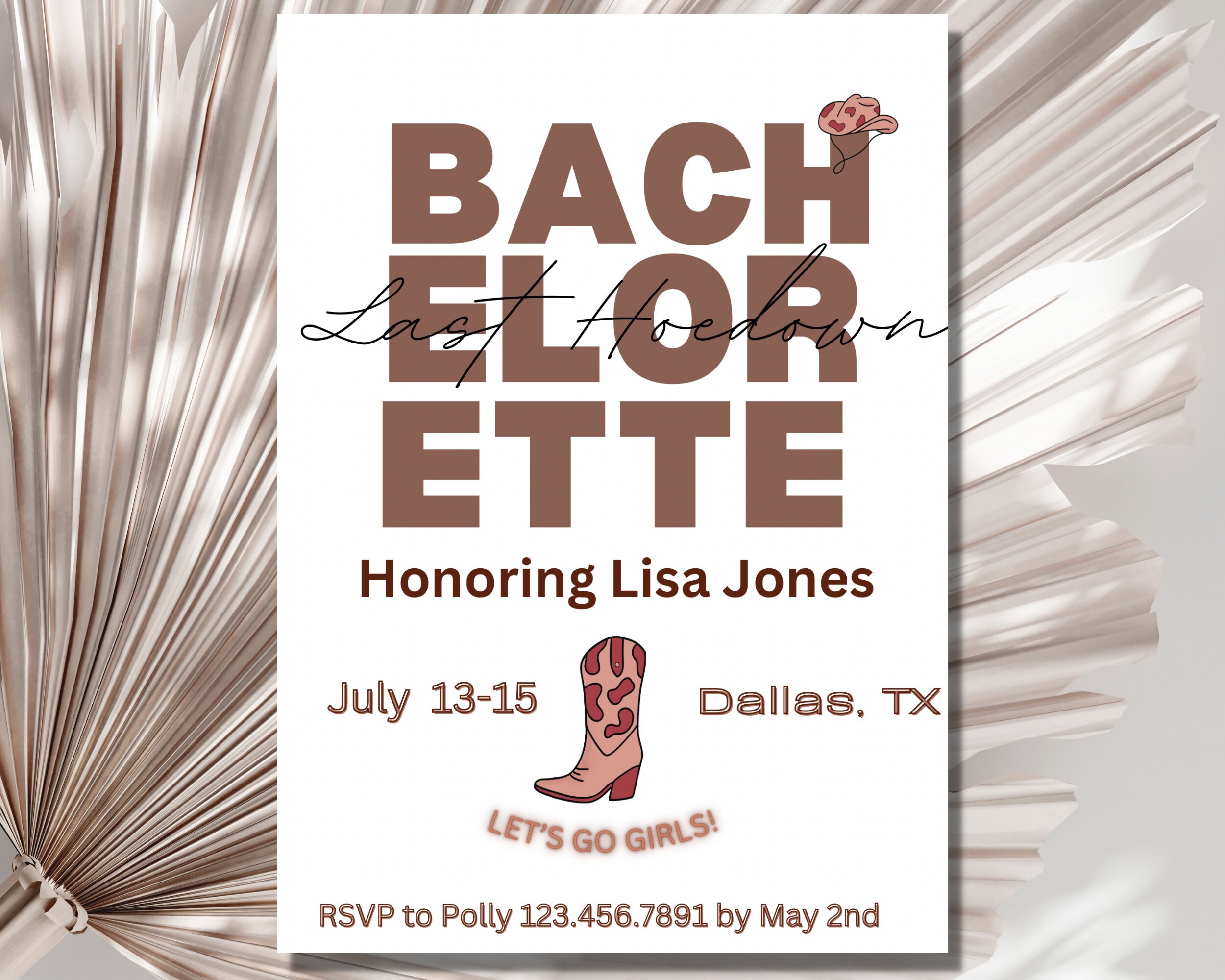 Last Hoedowninvitation and Itinerary Template, Bachelorette Party ...