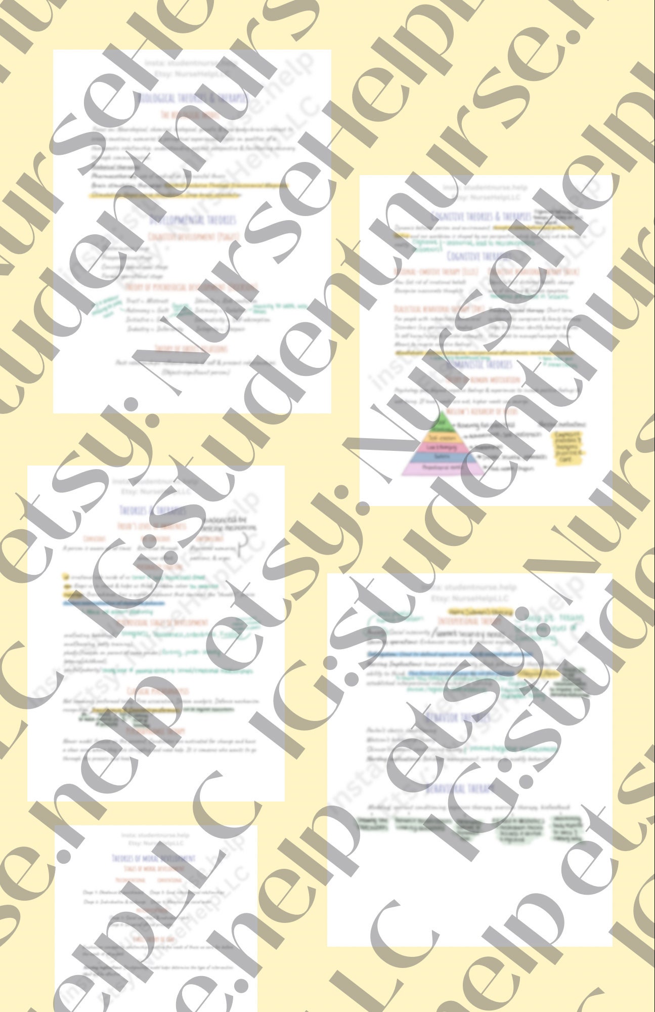 Mental Health Nursing Notes: Theories & Therapies 5-pager - Etsy