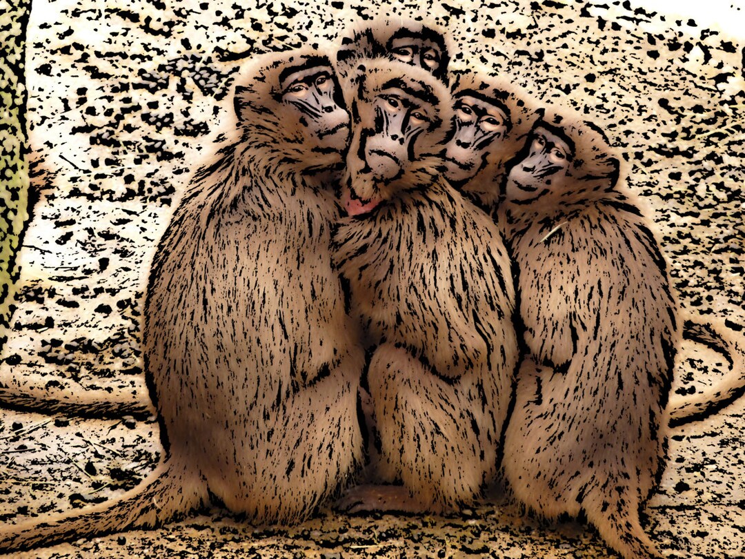 Cuddling Monkey Family - Etsy