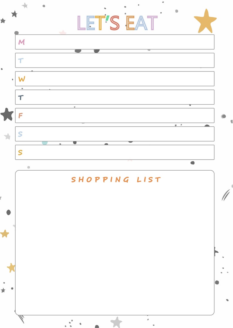 Printable Weekly Meal Planner Landscape Food Diary Meal - Etsy