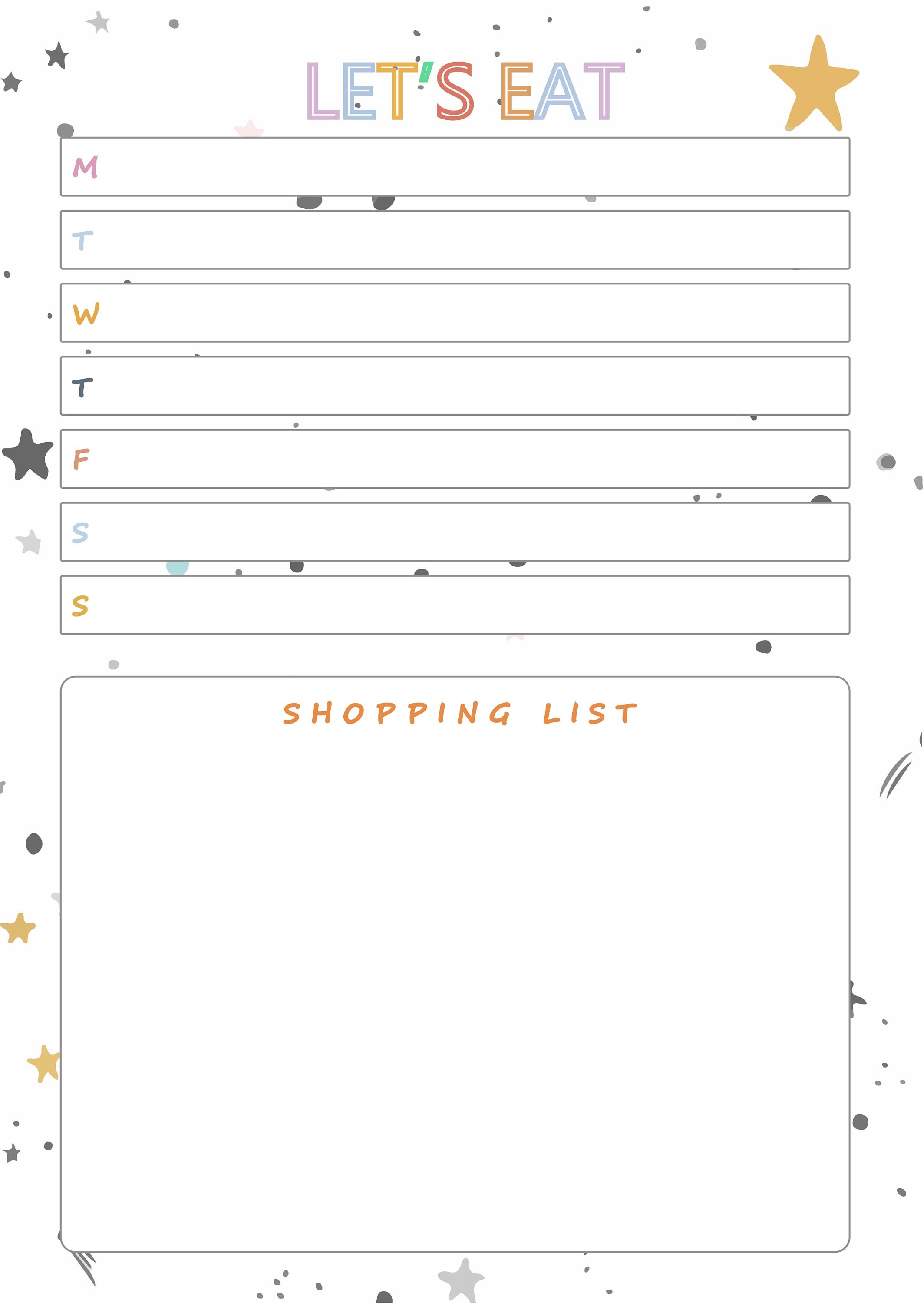 Printable Weekly Meal Planner Landscape Food Diary Meal - Etsy