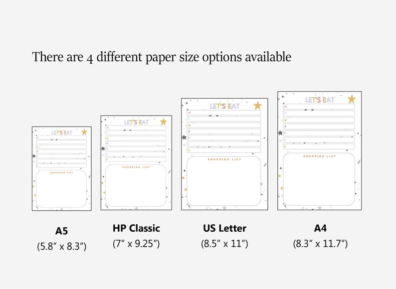 Printable Weekly Meal Planner Landscape Food Diary Meal - Etsy