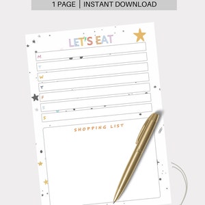 Printable Weekly Meal Planner Landscape Food Diary Meal - Etsy