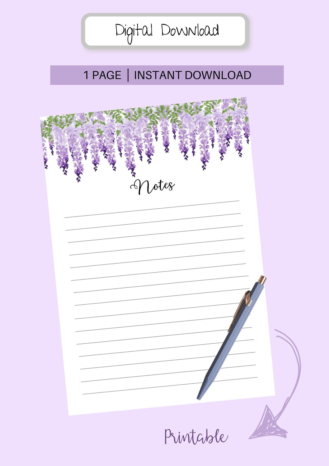 Notes Page Printable Lined Notes Template Note Taking - Etsy