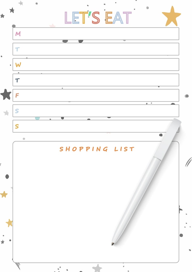 Printable Weekly Meal Planner Landscape Food Diary Meal - Etsy