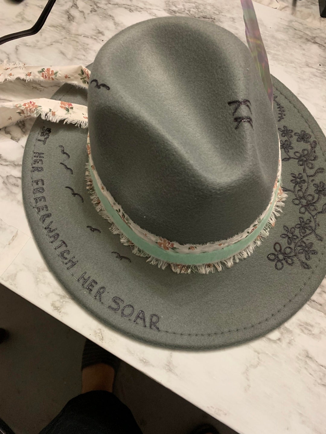 Adjustable Gray Fedora With Pyrography Dsigns. - Etsy