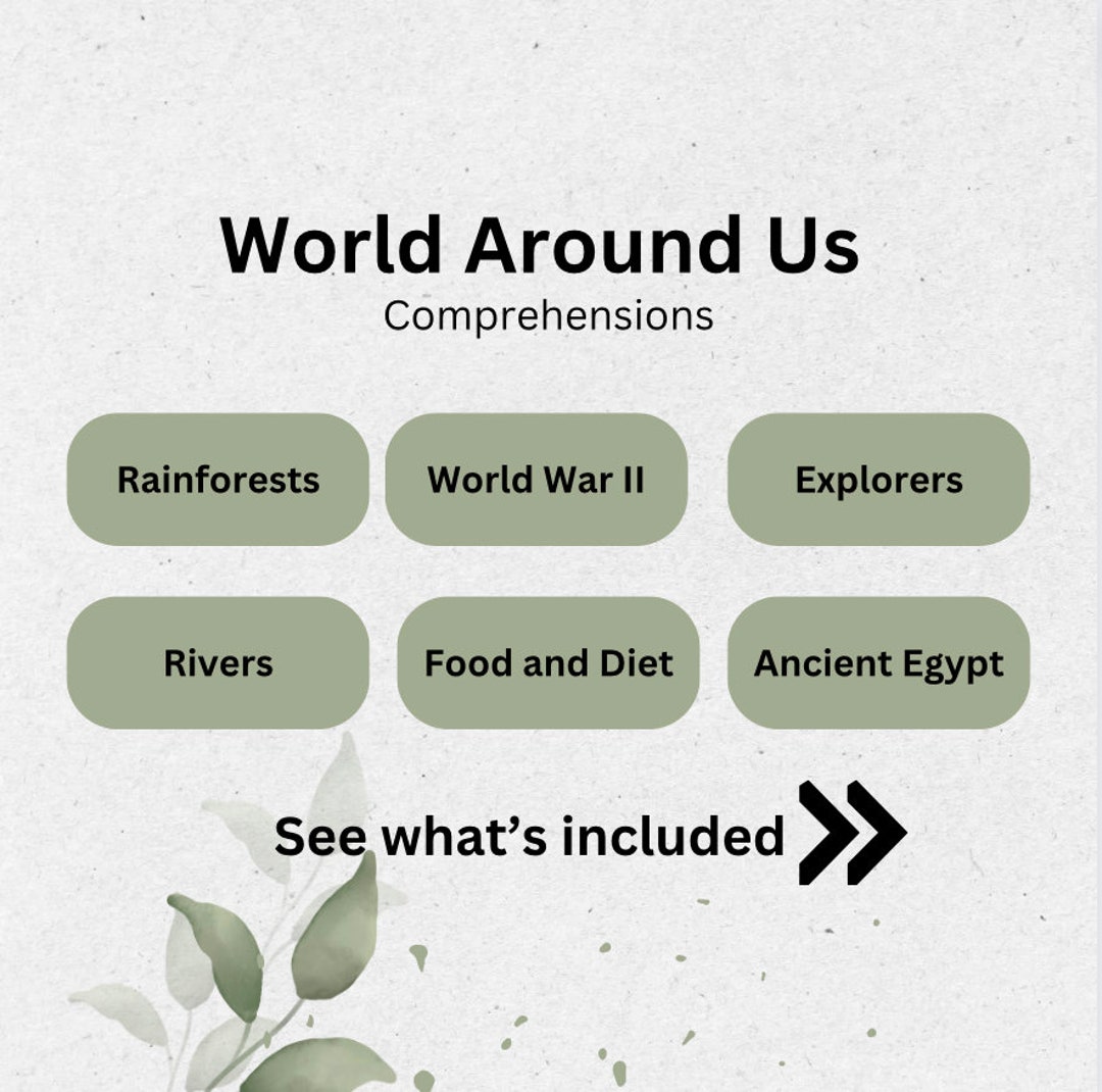 World Around Us topic Comprehensions X12 - Etsy