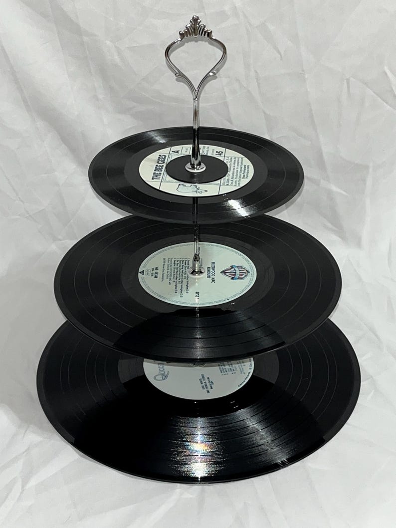 Retro Vinyl Record 3 Tier Cupcake Stand. Cookie Stand. Pastry Stand ...