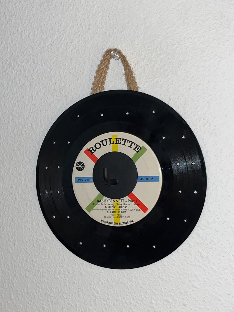 Custom Vinyl Record Earring Display Hanger, Upcycled 7” Vinyl Record ...