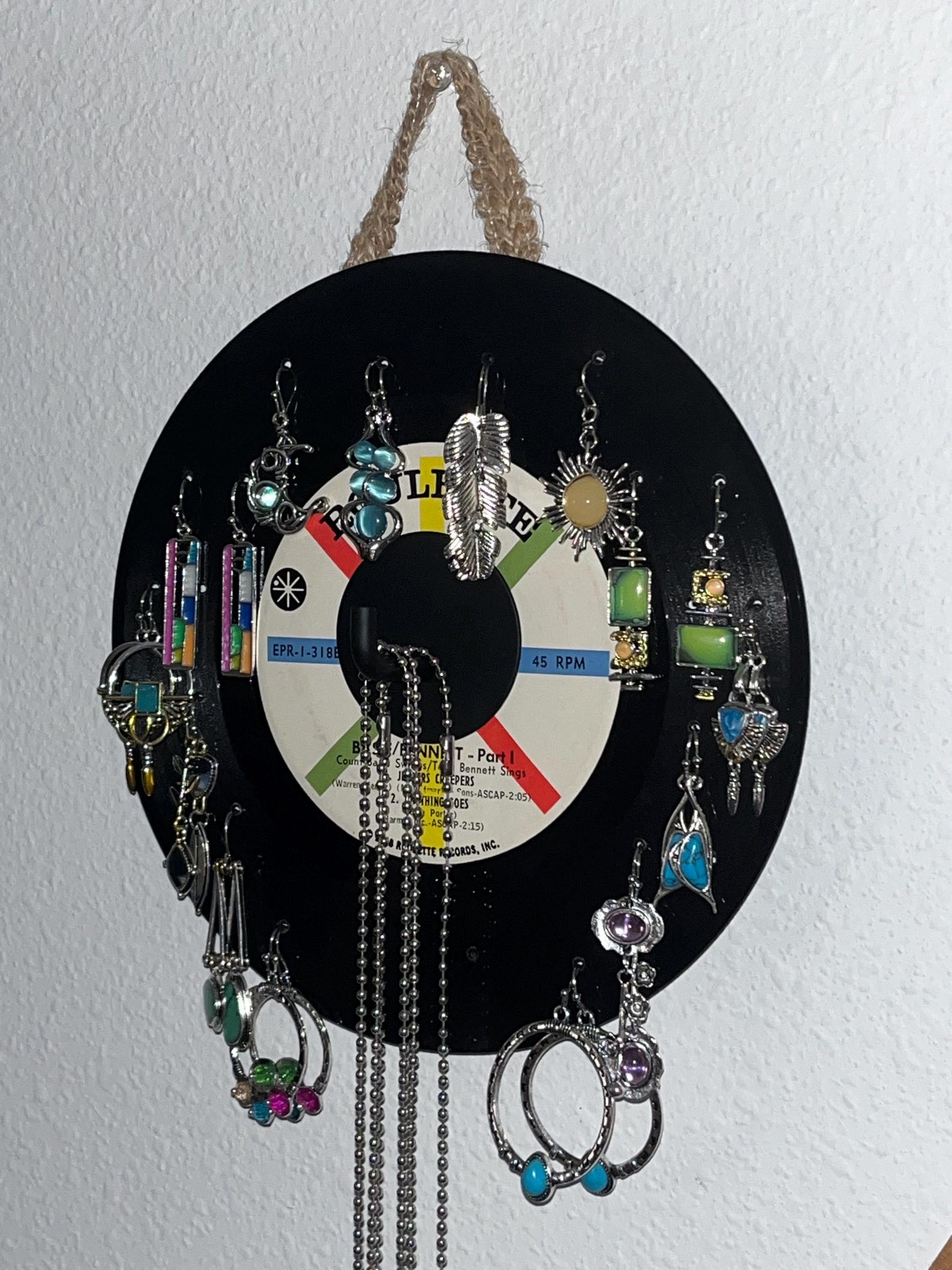 Custom Vinyl Record Earring Display Hanger, Upcycled 7” Vinyl Record ...