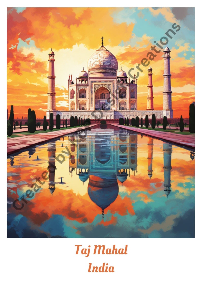 Taj Mahal Poster | Wall Art for Home Décor | Digital Artwork Poster ...