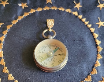 Antique Edwardian Gold Filled Compass Pendant, Pocket Watch Fob, Love ...
