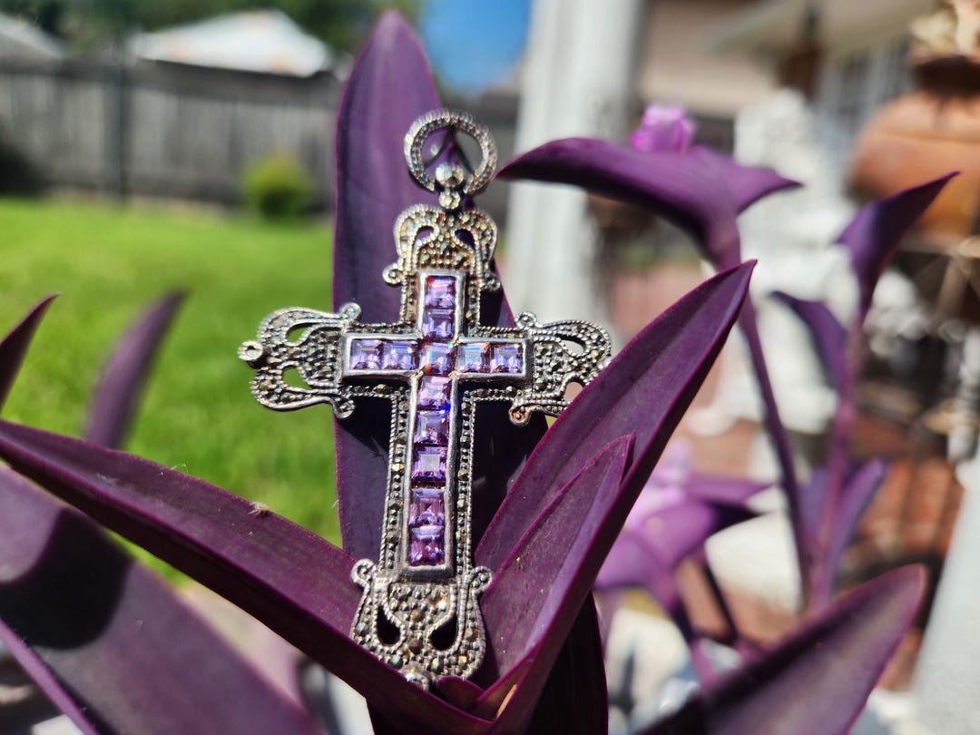 Lilac Crystal Art Deco Victorian Style Cross Circa 1980s - Etsy