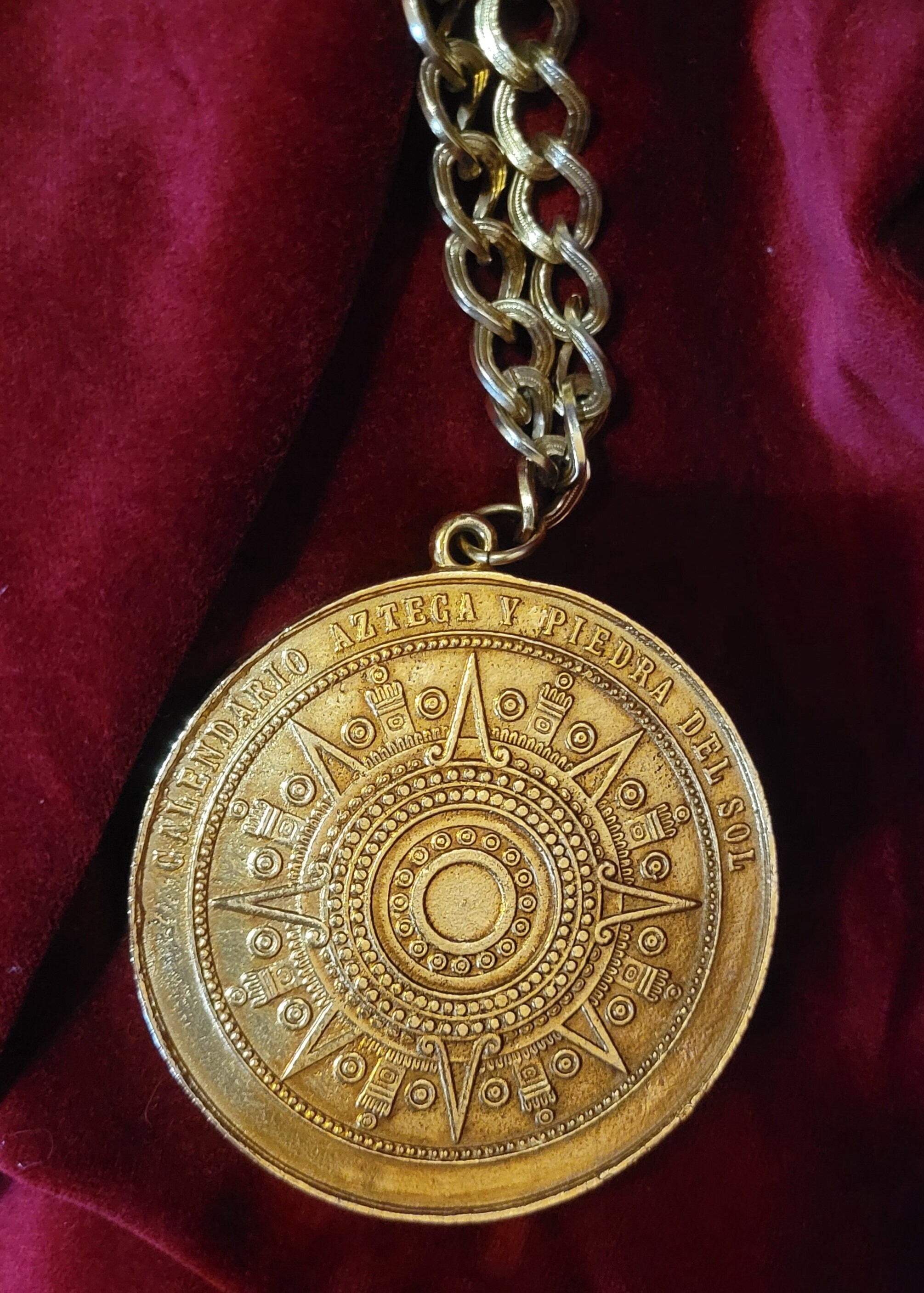 Aztec Sundial Amulet Circa 1960s / Mayan Sundial Vintage Medallion ...