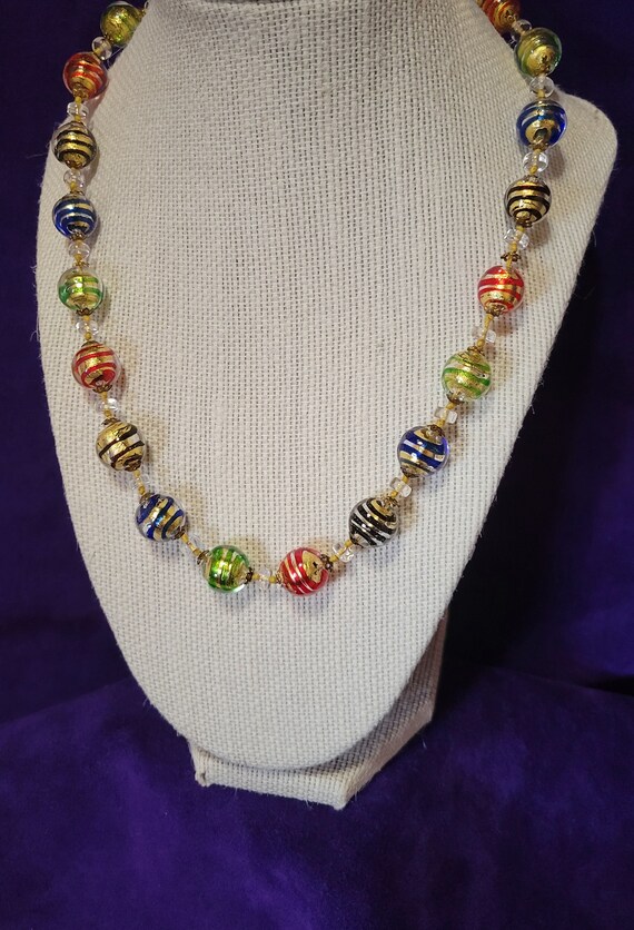 1980s Art Glass Necklace - Gem