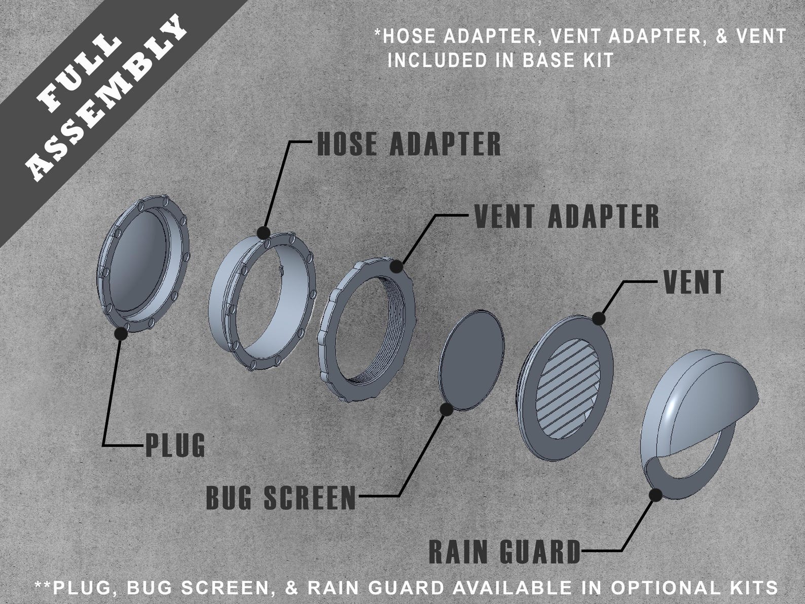 Ecoflow WAVE 2/wave 3 Hose Adapter Kit for Wall, Window, Sunroof ...