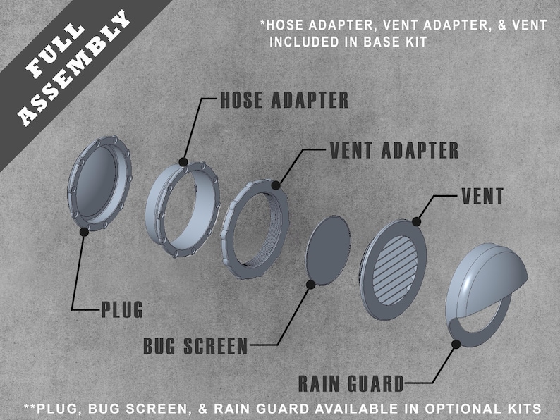 Ecoflow WAVE 2/wave 3 Hose Adapter Kit for Window, Sunroof Intake ...