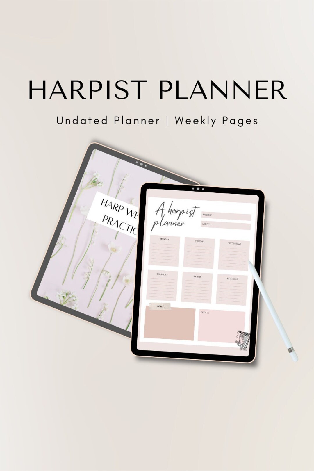 Harpist Weekly Planner, Harp Practice Planner, - Etsy
