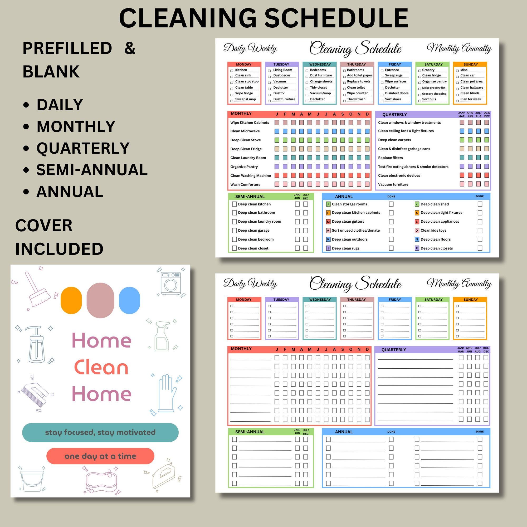 ADHD Cleaning Checklist Bundle, ADHD Cleaning Planner, ADHD Chore Chart ...