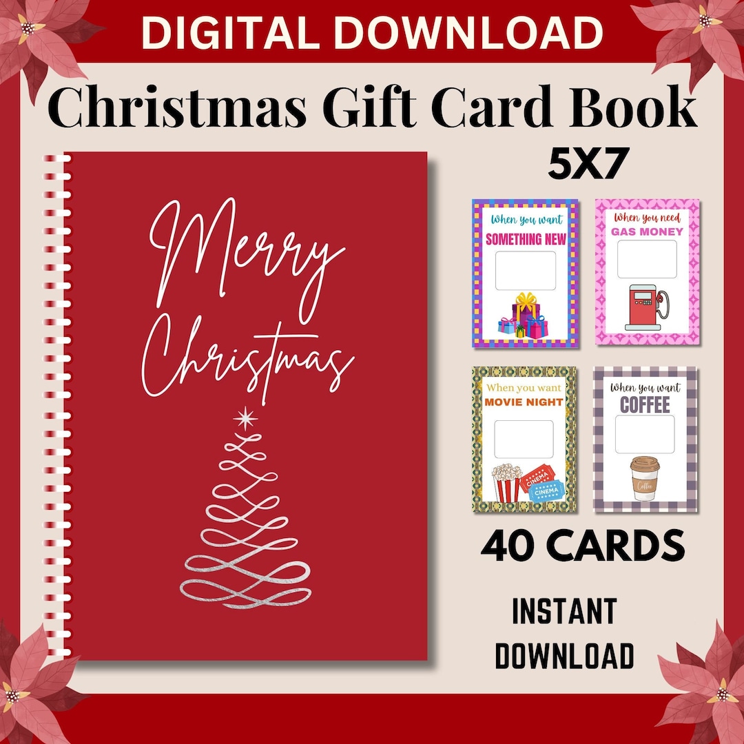 Christmas Gift Card Book, Printable Christmas Gift for Kids, Christmas ...
