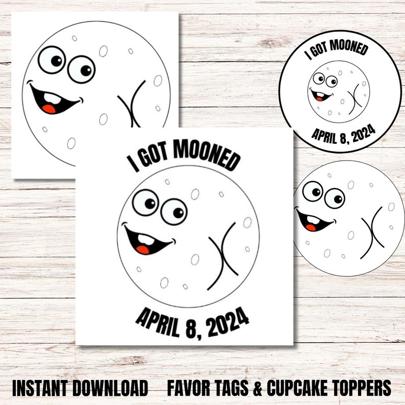 Solar Eclipse 2024 Printable Party Supplies Gift Tags, Total Lunar ...