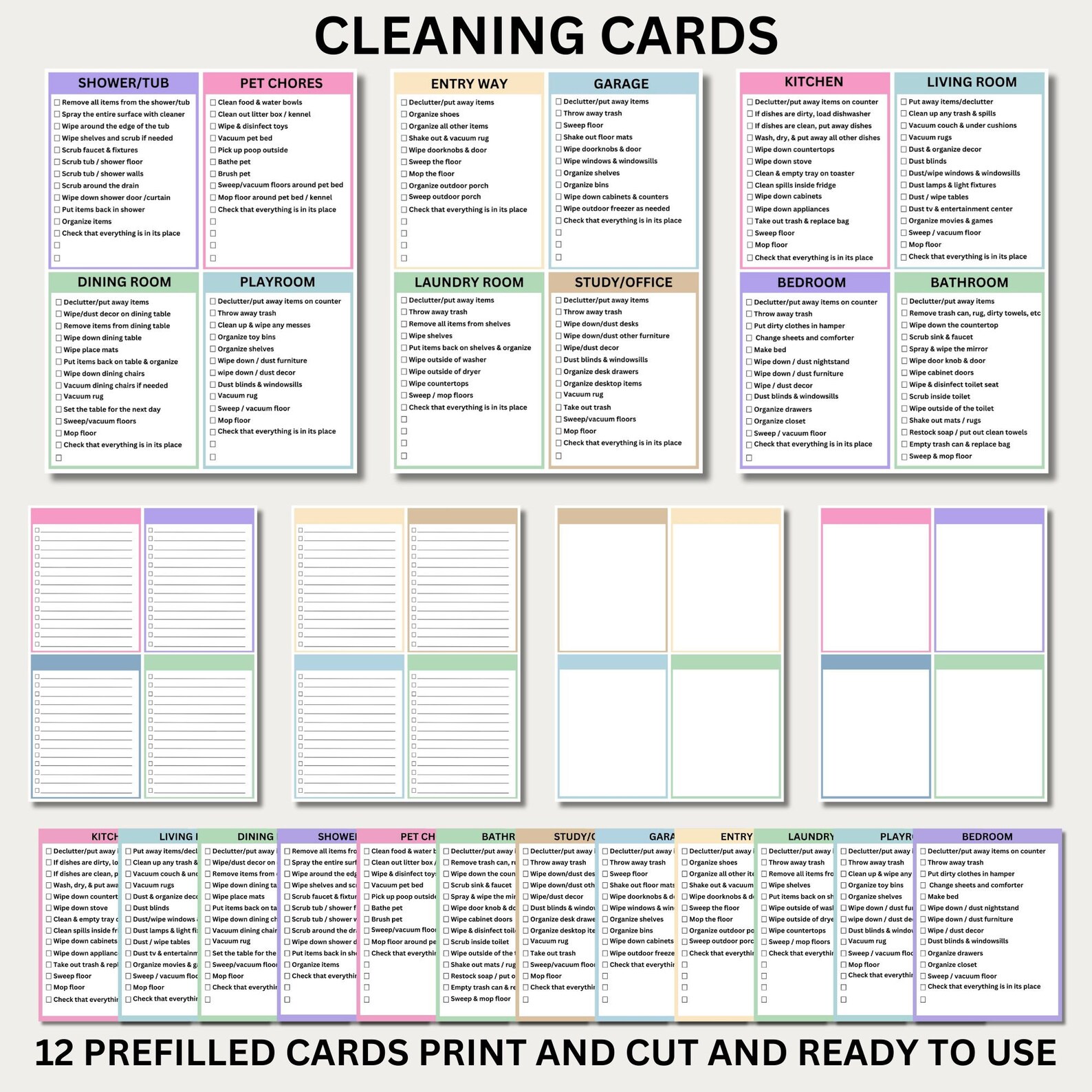 ADHD Cleaning Checklist Bundle, ADHD Cleaning Planner, ADHD Chore Chart ...