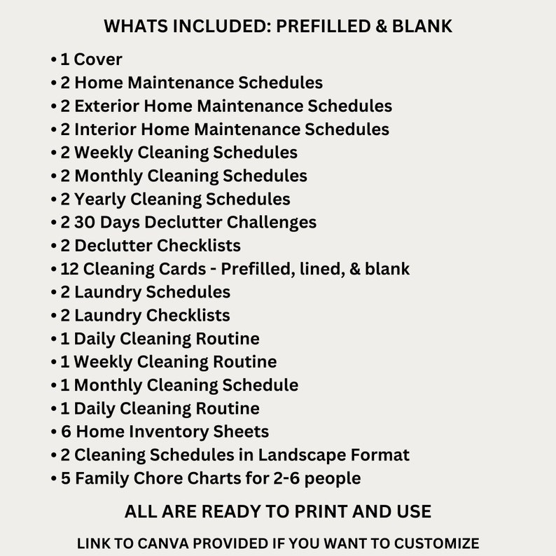 ADHD Cleaning Checklist Bundle, ADHD Cleaning Planner, ADHD Chore Chart ...