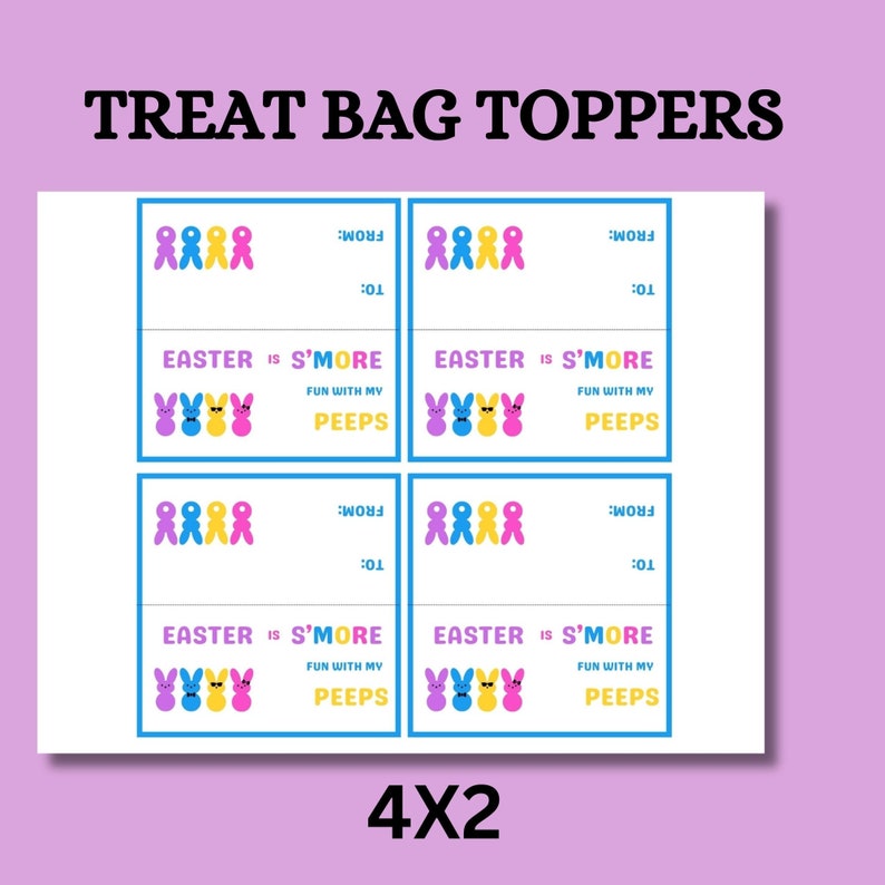 Peeps S'mores Easter Bag Topper: Printable Favor Tag (PDF) - Etsy