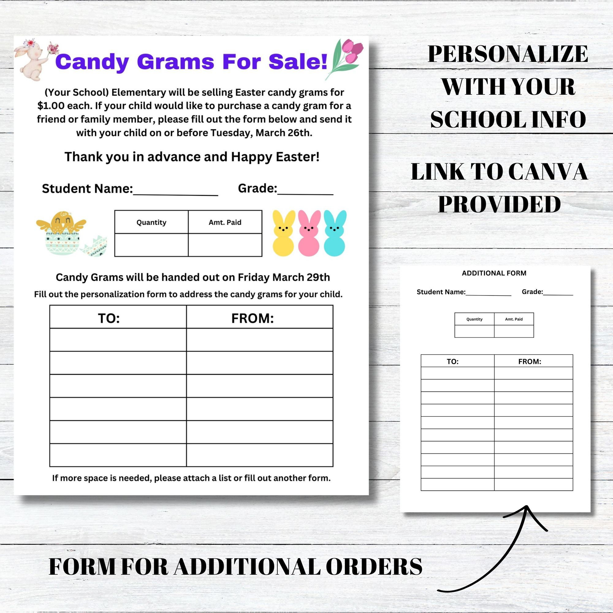 Editable Easter Candy Gram Printable, Lollipop Candy Gram for ...