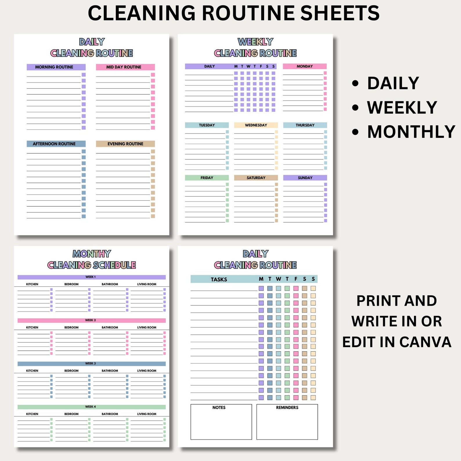 ADHD Cleaning Checklist Bundle, ADHD Cleaning Planner, ADHD Chore Chart ...