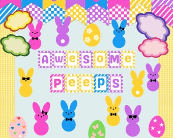 Spring Peeps Theme Bulletin Board Kit - Etsy