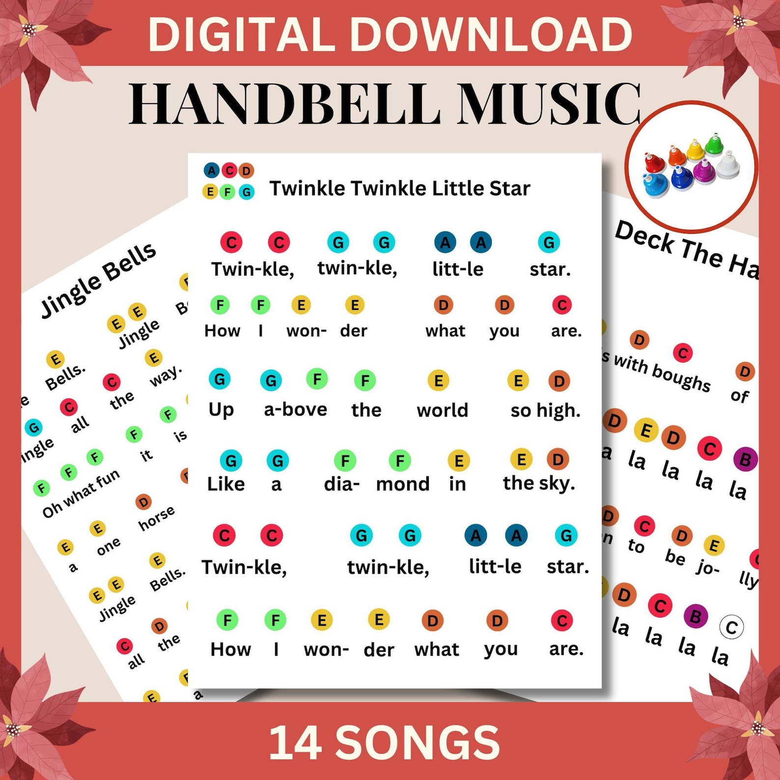 Handbell Sheet Music Instant Digital Download, Printable Hand Bell ...