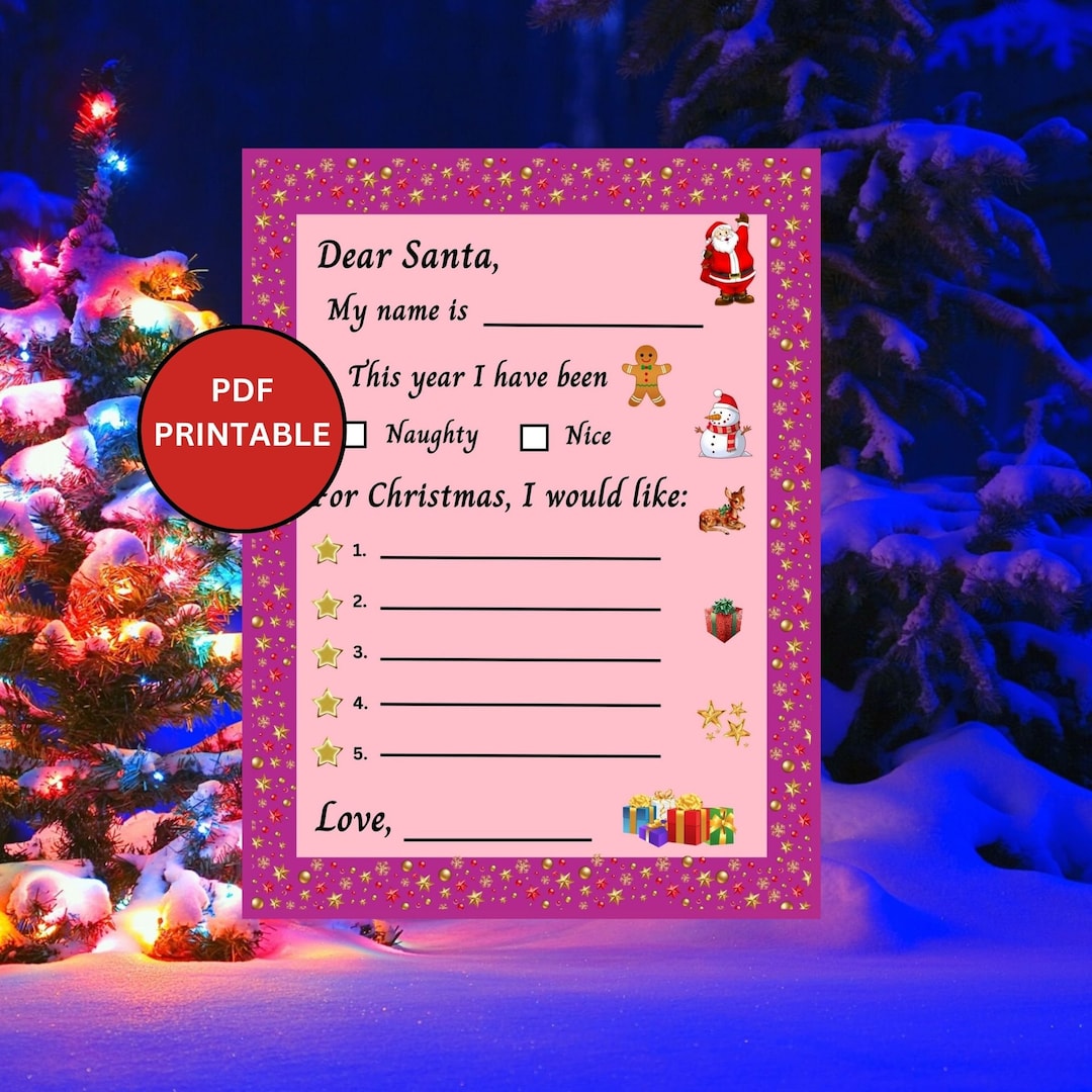 Letter to Santa PRINTABLE / Kids Letter to Santa / Santa Letter ...