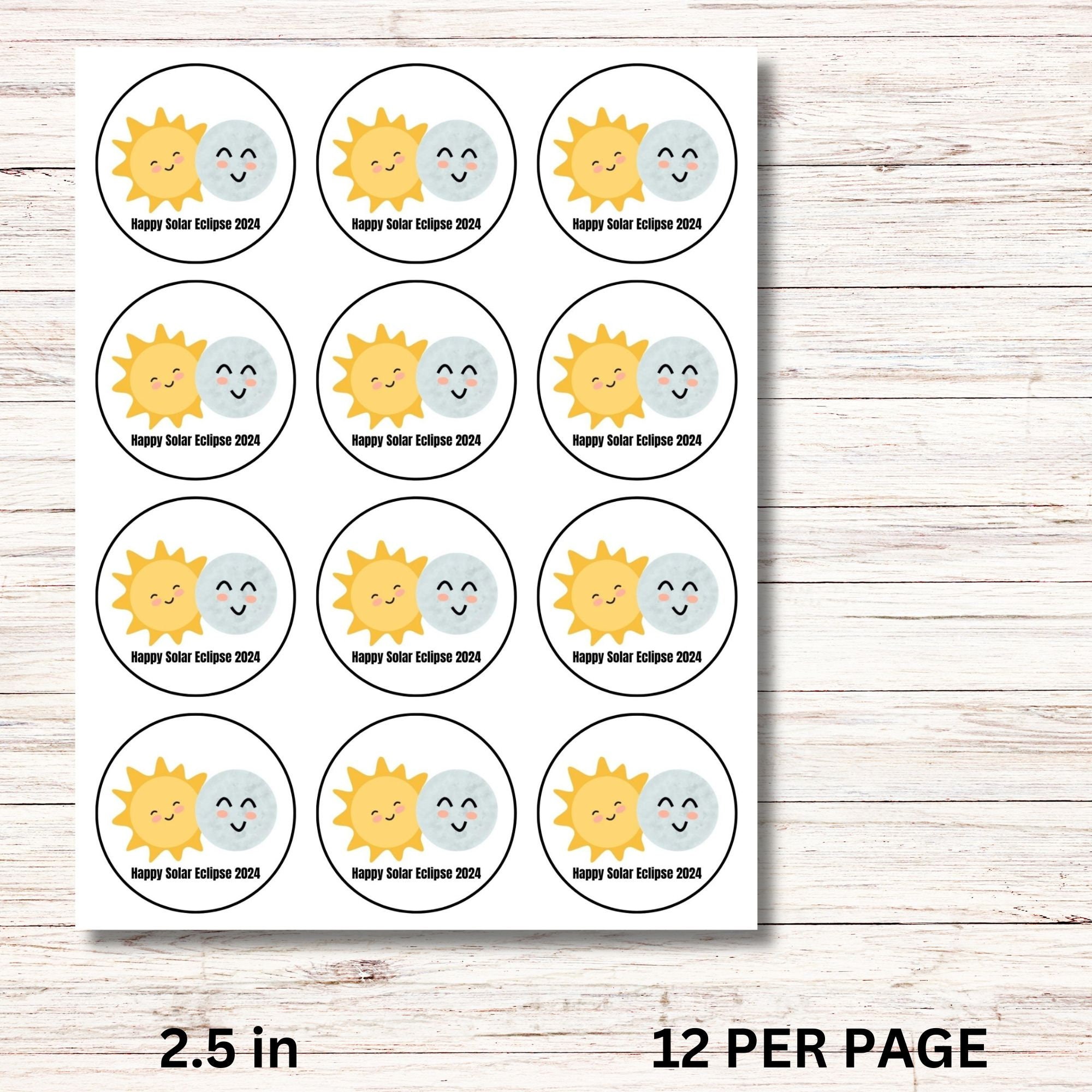 Solar Eclipse 2024 Printable Party Supplies Gift Tags, Total Lunar ...