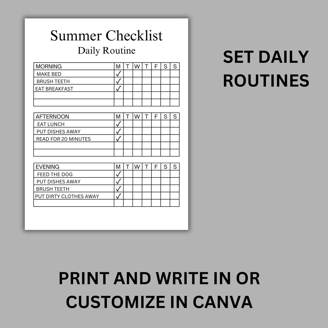 Kids Chore Chart Printable: Editable Family Responsibility Planner (PDF ...