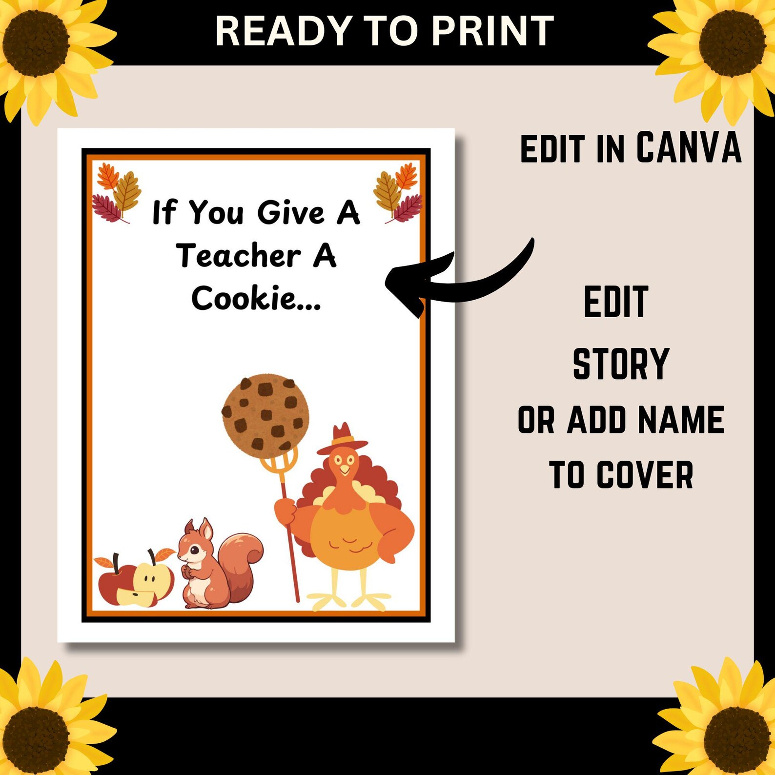 Teacher Thanksgiving Cookie Gift Card Book: Editable Printable (digital ...