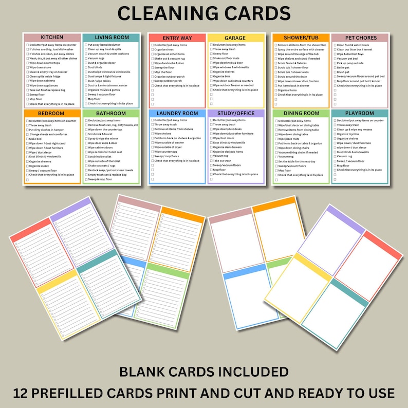 ADHD Cleaning Checklist Bundle, ADHD Cleaning Planner, ADHD Chore Chart ...