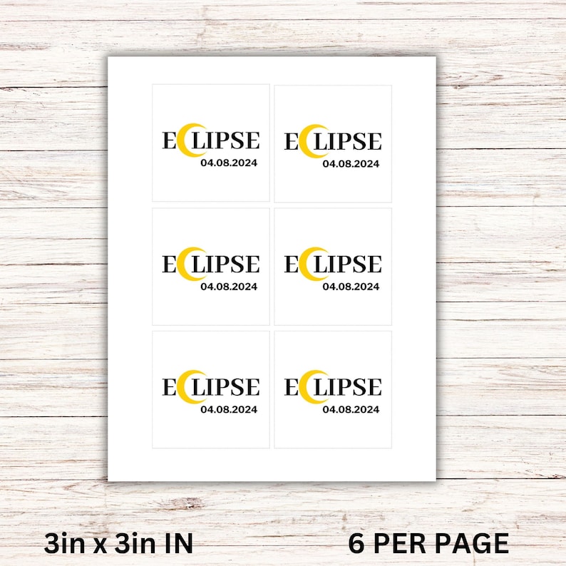 Solar Eclipse 2024 Printable Party Supplies Gift Tags, Total Lunar ...