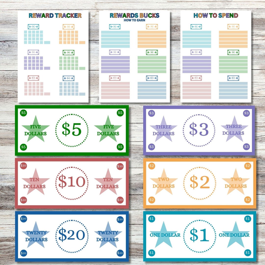 Chore Chart Kids Reward Bucks Editable, Printable Mom Bucks, PDF Reward ...