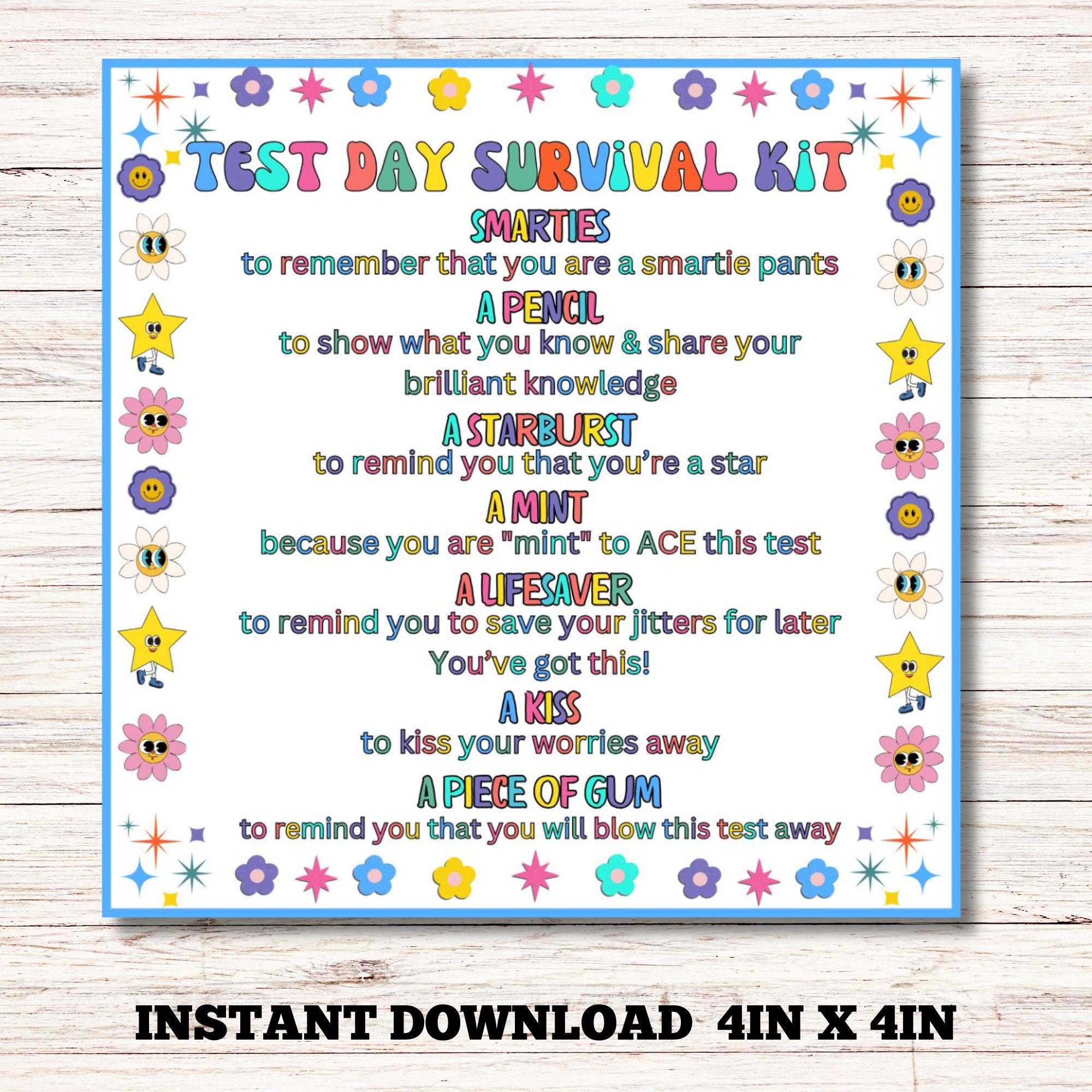 Testing Day Snack Tag: Student Encouragement Card (PDF & JPEG) - Etsy